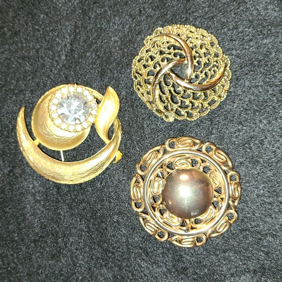 Vintage | Jewelry | Vintage Art Deco Round Brooches Incl Brushed ...